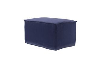 Anders Small Rectangular Footstool in Prussian Blue Cotton Matt Velvet ...