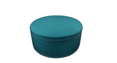 Luna Large Round Storage Footstool in Deep Turquoise Cotton Matt Velvet ...