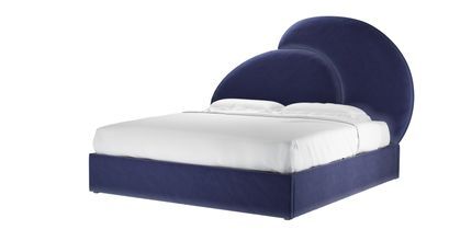 Harmony Super King Ottoman Bed in Prussian Blue Cotton Matt Velvet ...