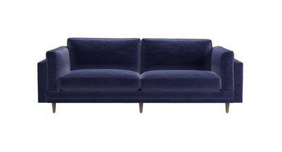Marco 3 Seat Sofa in Prussian Blue Cotton Matt Velvet - sofa.com by ...