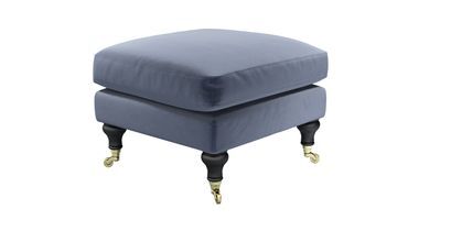 Bluebell Removable Cover Small Square Footstool in Sapphire Smart ...