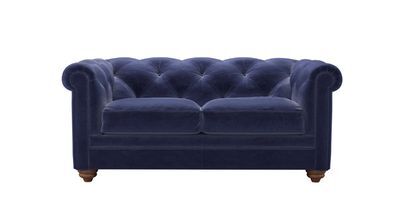 Patrick 2 Seat Sofa in Prussian Blue Cotton Matt Velvet - sofa.com by ...