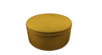 Luna Large Round Storage Footstool in Nefertiti Gold Cotton Matt Velvet ...