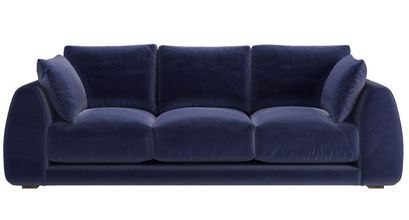 Carmel 3 Seat Sofa in Prussian Blue Cotton Matt Velvet - sofa.com by ...