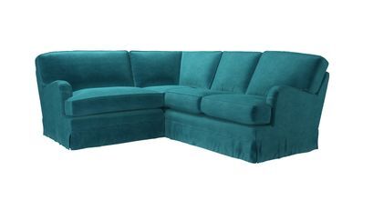 Bluebell Skirted Cover Asym. Crn: LHF Loveseat w R in Neptune Smart Velvet - sofa.com by sofa ...