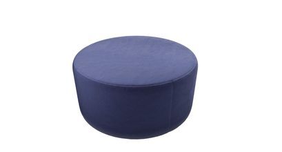 Luna Large Round Footstool in Prussian Blue Cotton Matt Velvet - sofa ...