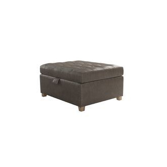 Club Small Rectangular Storage Footstool in Basalt Grain Leather - sofa ...