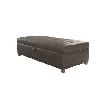 Club Large Rectangular Storage Footstool in Basalt Grain Leather - sofa ...
