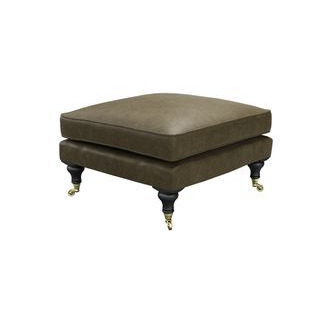 Bluebell Medium Square Footstool in Dark Moss Antique Leather - sofa ...