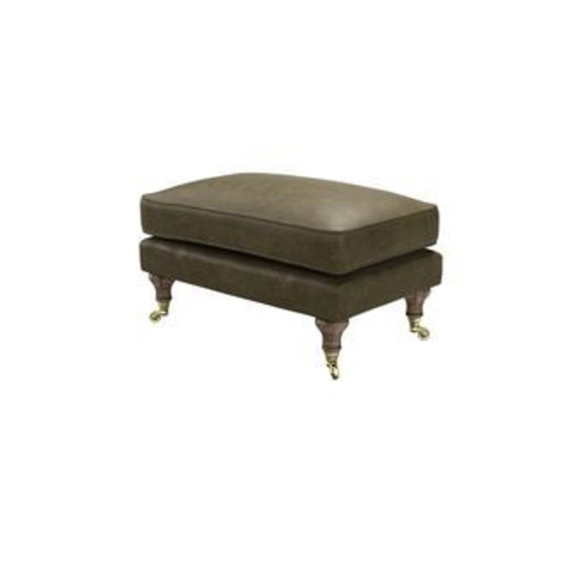 Bluebell Medium Rectangular Footstool in Dark Moss Antique Leather ...