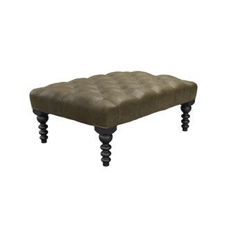 Valentin Medium Rectangular Footstool in Dark Moss Antique Leather ...
