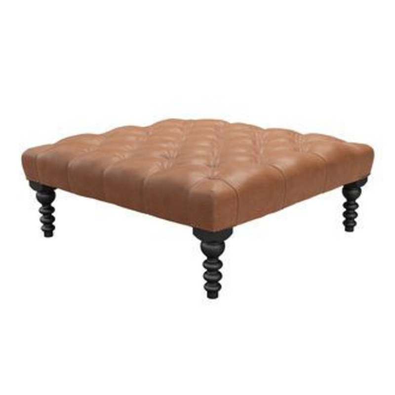 Valentin Large Square Footstool in Cognac Grain Leather - sofa.com by ...
