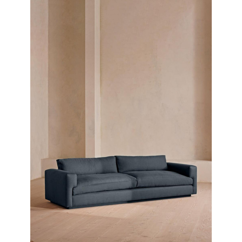 Mossley Four Seater Sofa in Prussian Blue Linen | Soho House Inspired ...
