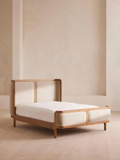 Belsa Bed, Light Oak, Superking, Velvet, Porcelain by Soho Home Ltd ...