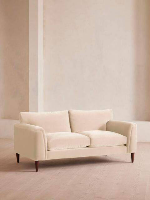 Reya Two Seater Sofa, Velvet, Porcelain by Soho Home Ltd | uFurnish.com