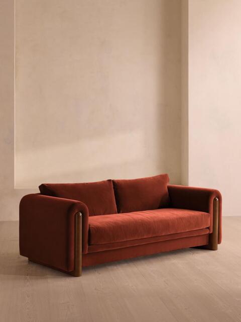 Farrell Three Seater Sofa, Velvet, Rust by Soho Home Ltd | ufurnish.com