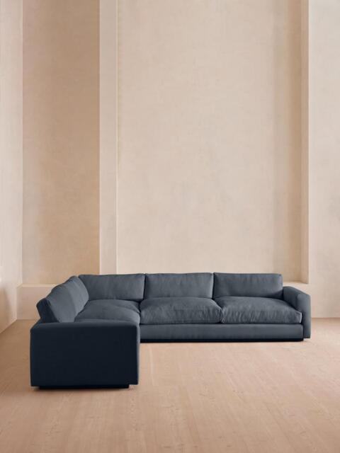 Mossley Corner Sofa, Linen, Prussian Blue by Soho Home Ltd | ufurnish.com