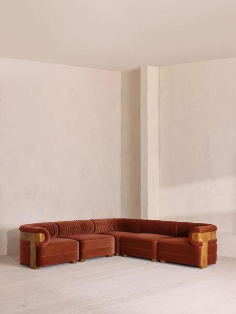 Caleb Modular Corner Sofa, Velvet, Rust, Dark Burl, UK by Soho Home Ltd ...