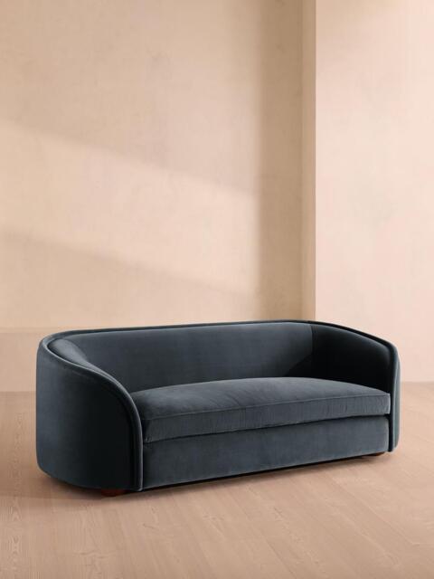 Conall Three Seater Sofa, Velvet, Grey Blue by Soho Home Ltd | ufurnish.com