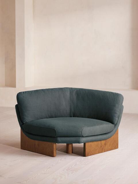 Tellis Corner Module, Linen, Prussian Blue by Soho Home Ltd | ufurnish.com