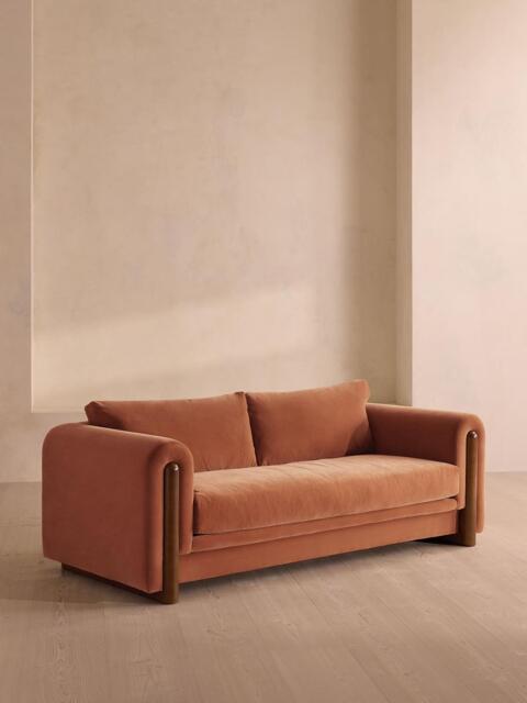 Farrell Three Seater Sofa, Velvet, Antique Rose by Soho Home Ltd ...