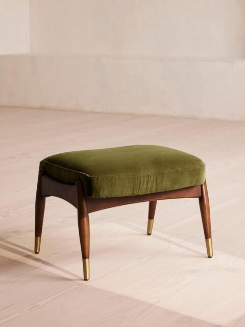 Theodore Footstool, Velvet, Olive by Soho Home Ltd | ufurnish.com