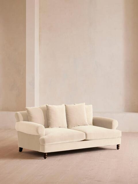 Audrey Two Seater Sofa, Velvet, Porcelain by Soho Home Ltd | ufurnish.com