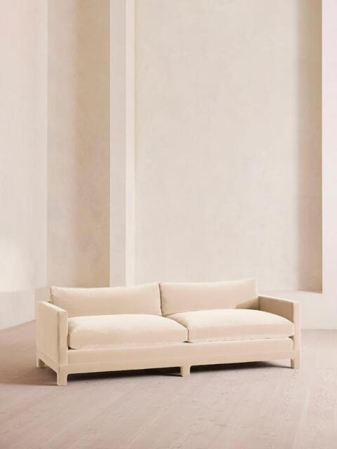 Ashford Four Seater Sofa, Velvet, Porcelain by Soho Home Ltd | ufurnish.com