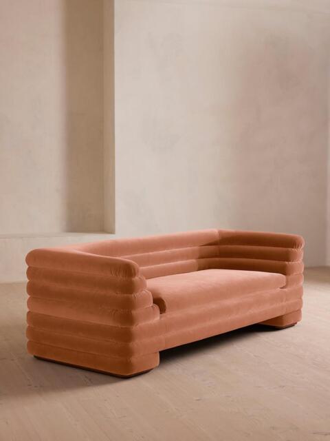 Buy Laura Three Seater Sofa in Antique Rose Velvet | Shop Now by Soho ...