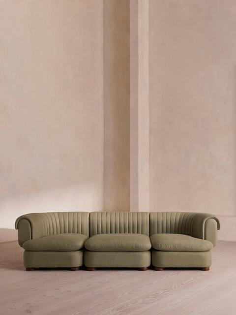 Rava Modular Sofa, Four Seater, Linen, Sage by Soho Home Ltd | ufurnish.com