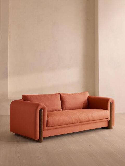 Farrell Three Seater Sofa, Linen, Antique Rose by Soho Home Ltd ...