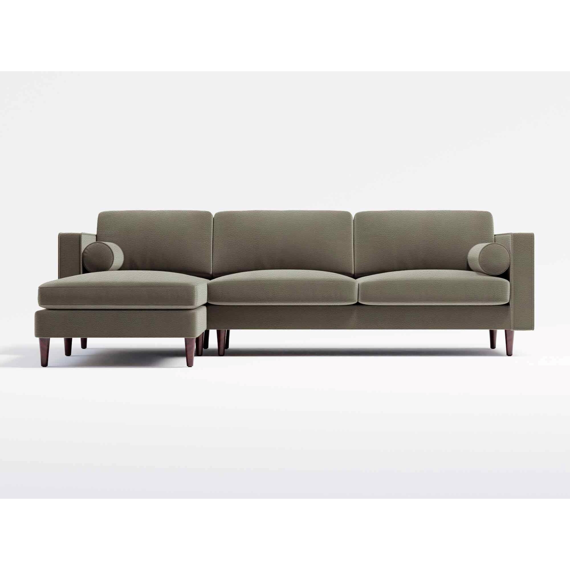 Hampton 4 Seater Left Hand Chaise Leather Sofa - Light Grey Leather by ...