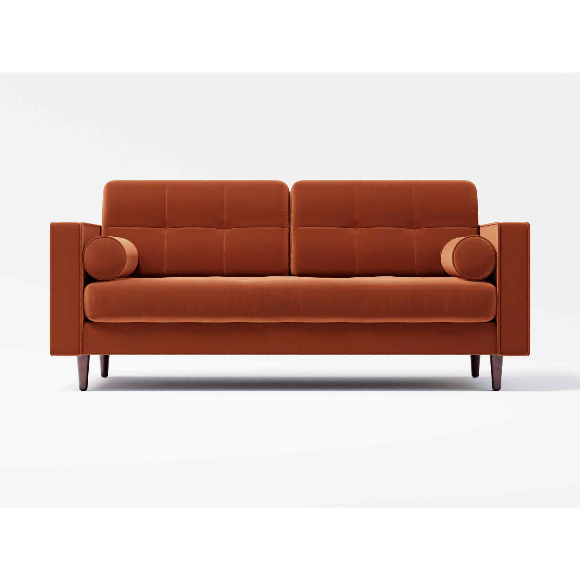 Hayes 2 Seater Sofa Burnt Orange Velvet by Splendour Sofas | ufurnish.com