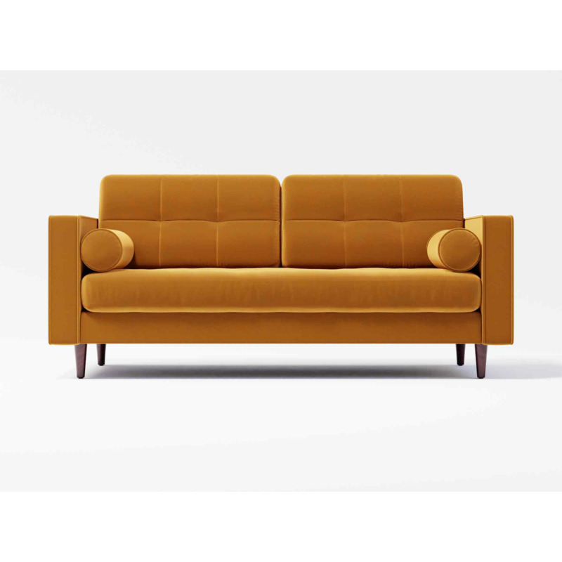 Hayes 2 Seater Velvet Sofa - Gold Velvet by Splendour Sofas | ufurnish.com
