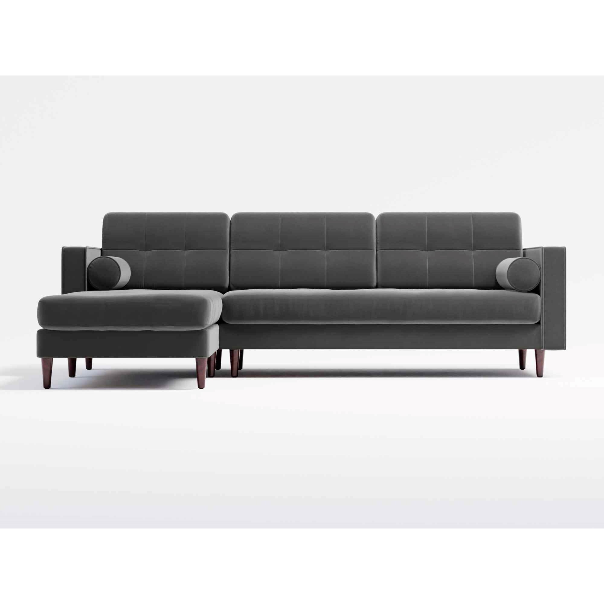 Hayes 4 Seater Left Hand Chaise Sofa Light Grey Velvet by Splendour ...