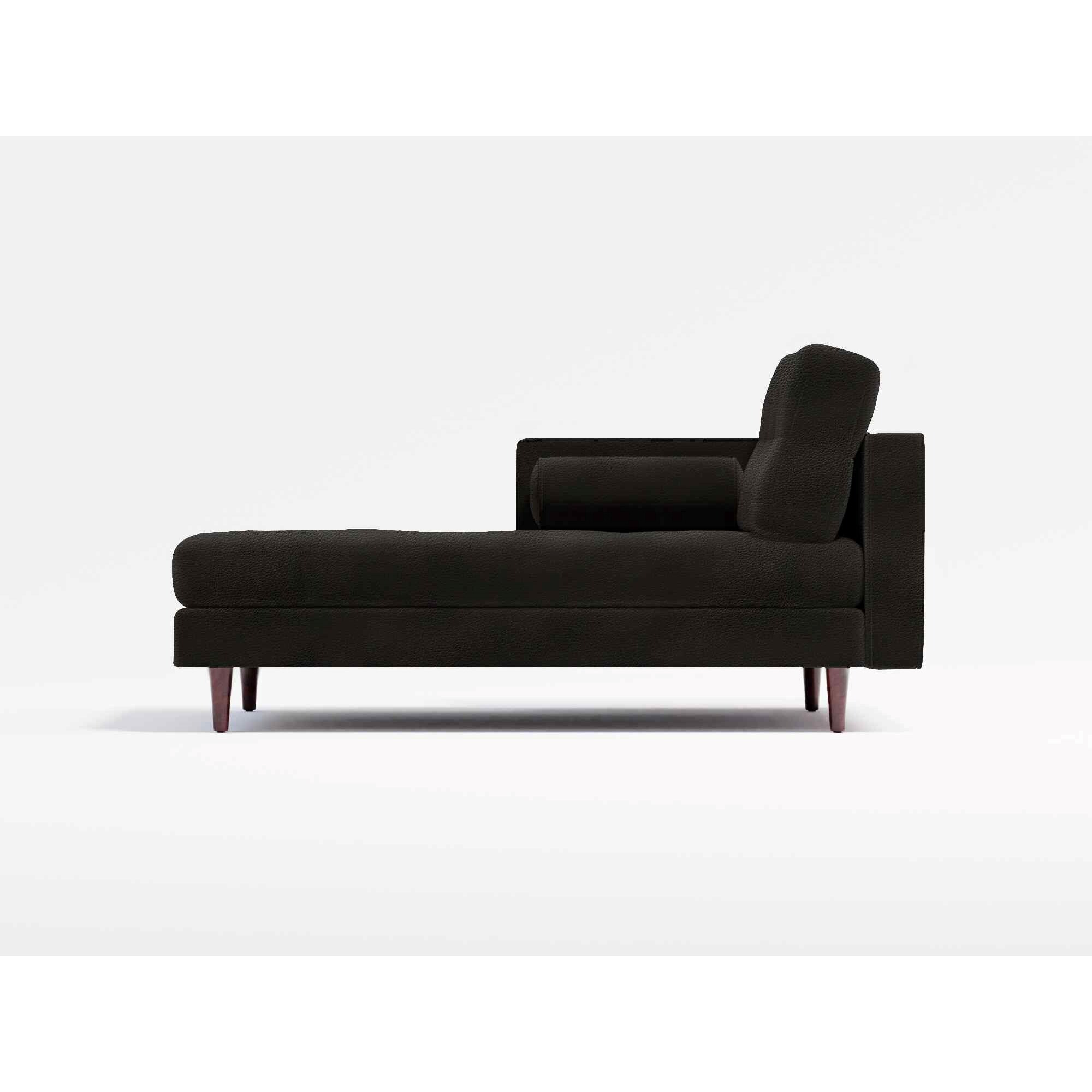 Hayes Leather Left Hand Chaise Lounge - Black Leather by Splendour ...
