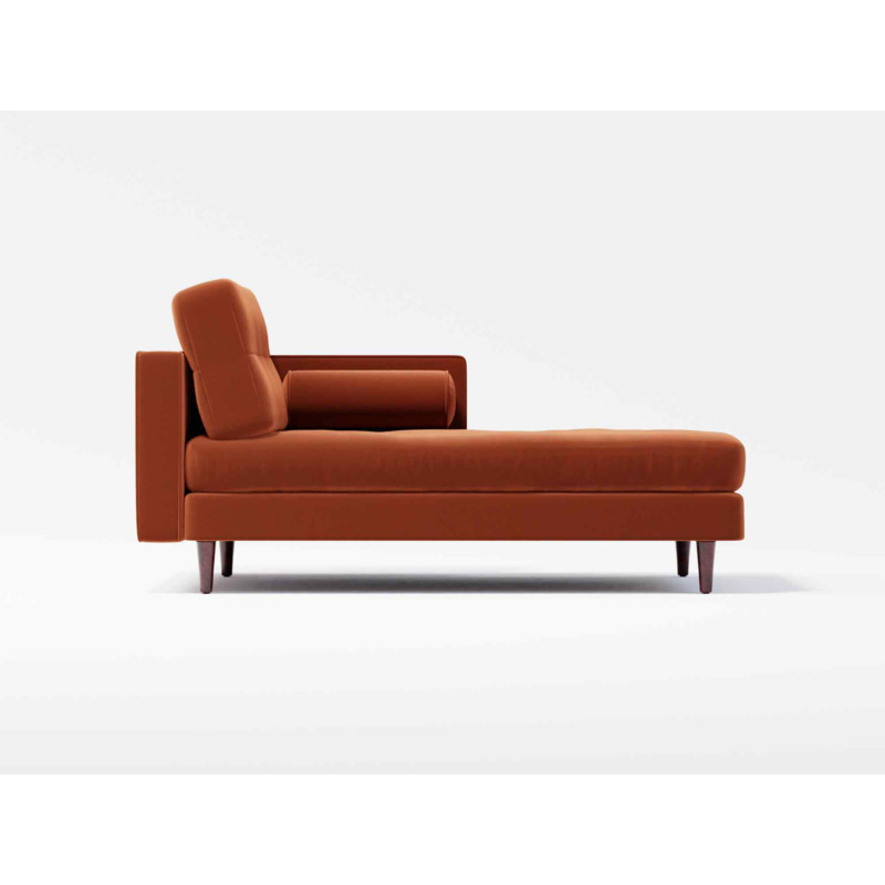 Hayes Right Hand Chaise Lounge Burnt Orange Velvet by Splendour Sofas ...