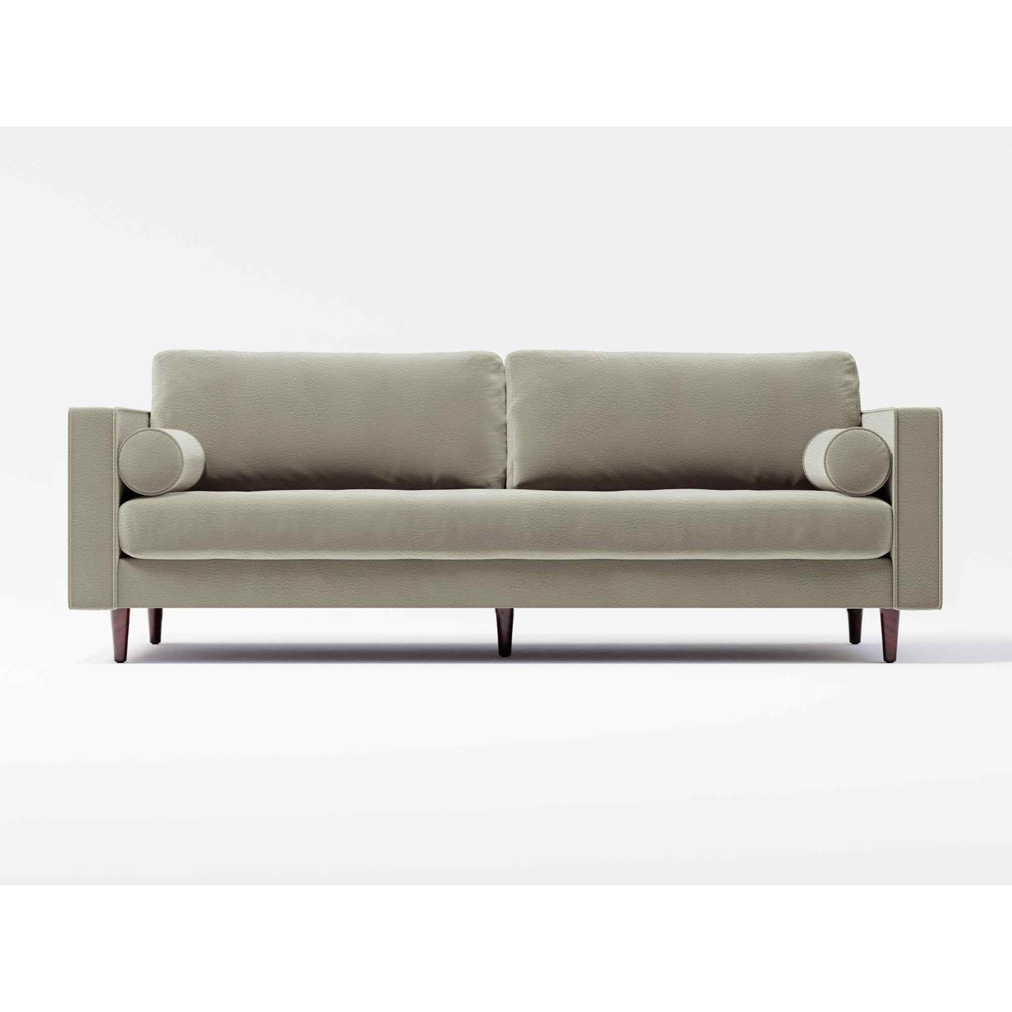 Jacob 3 Seater Sofa Light Grey Leather by Splendour Sofas | ufurnish.com