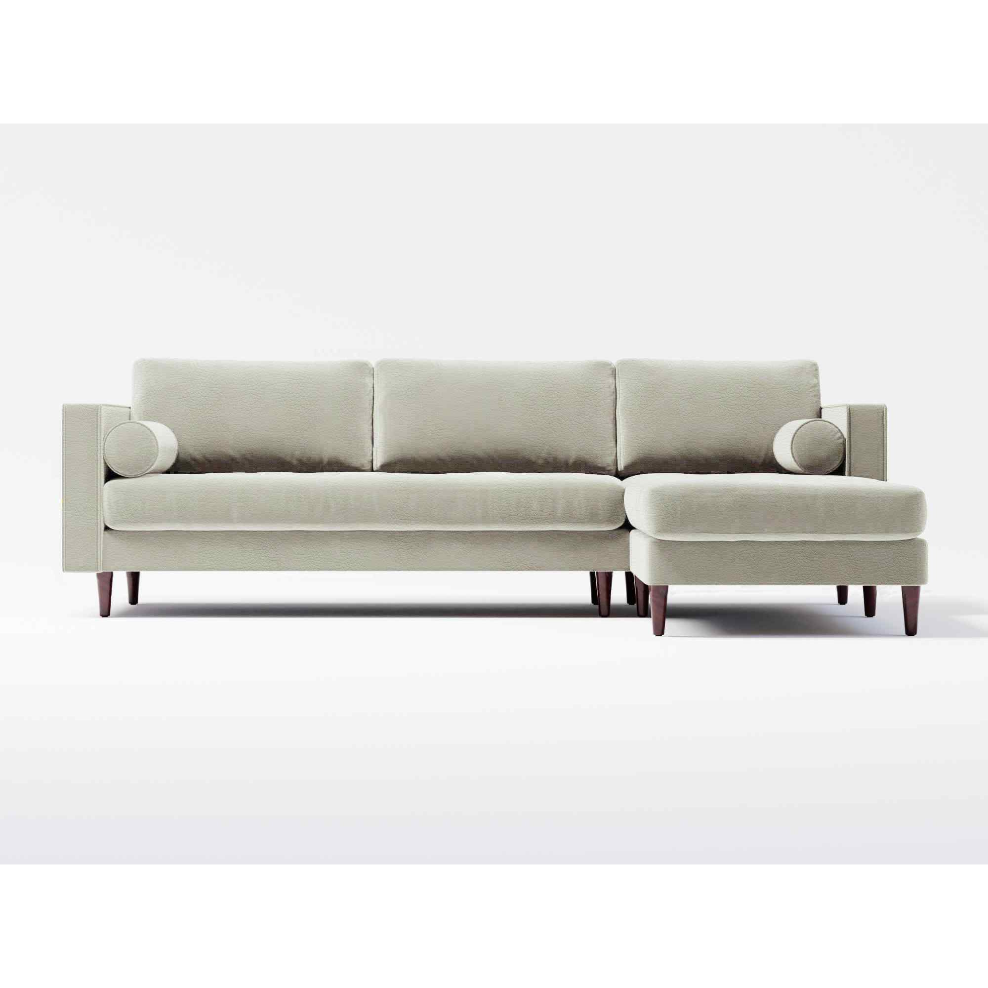 Jacob 4 Seater Right Hand Chaise Sofa Light Grey Leather by Splendour ...