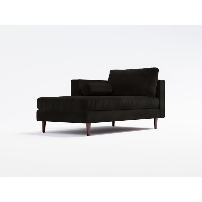 Jacob Left Hand Chaise Lounge Black Leather by Splendour Sofas ...