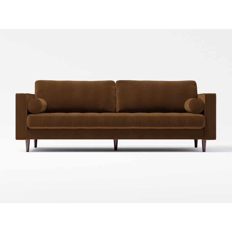 Scott 3 Seater Leather Sofa - Tan Leather by Splendour Sofas | ufurnish.com