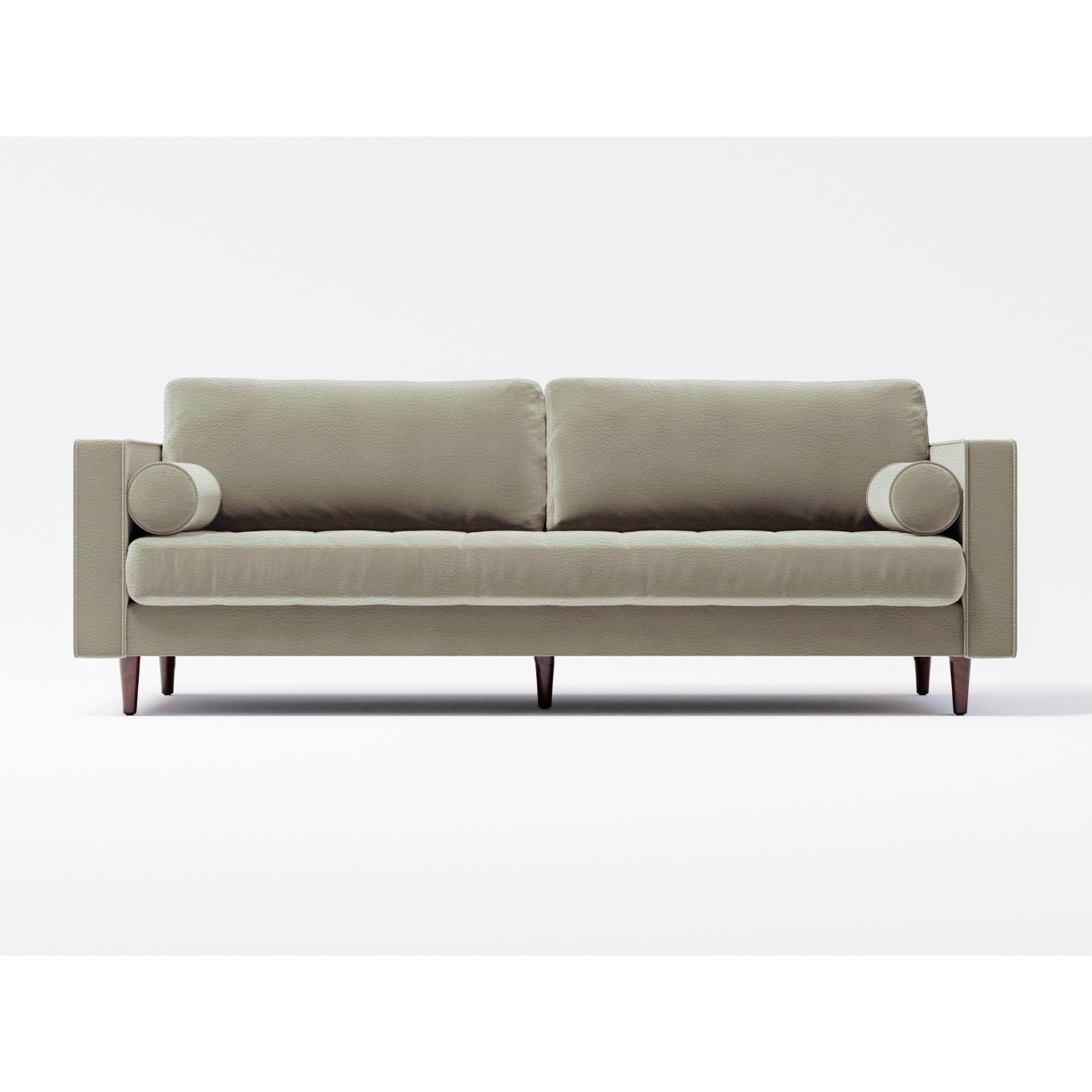 Scott 3 Seater Sofa Light Grey Leather by Splendour Sofas | ufurnish.com