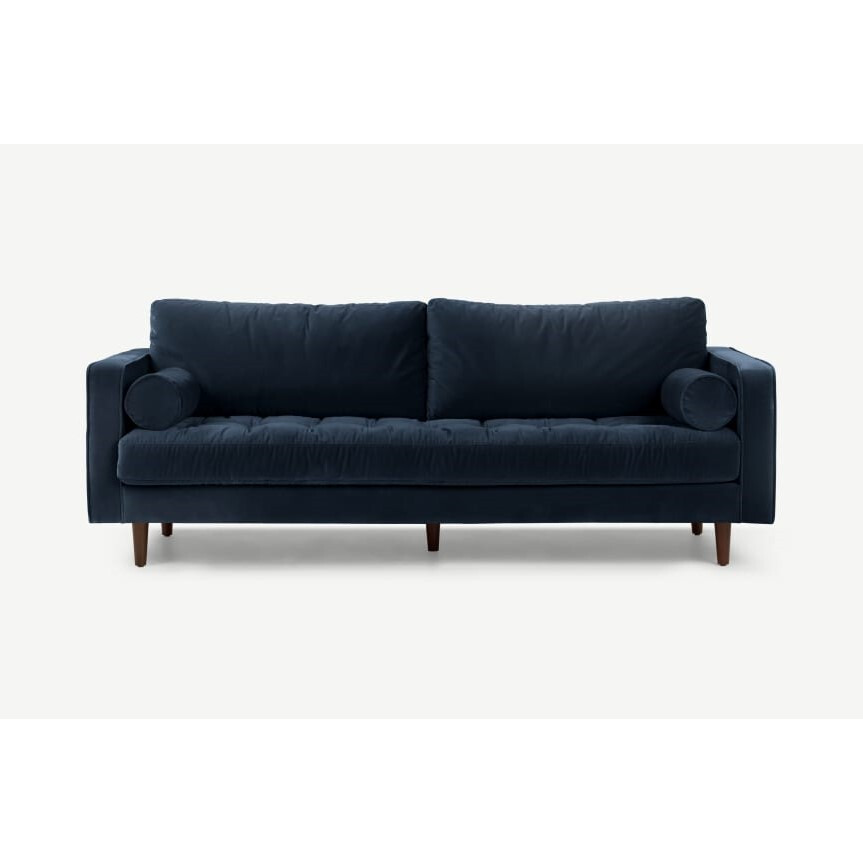Scott 3 Seater Sofa Navy Blue Velvet by Splendour Sofas | ufurnish.com
