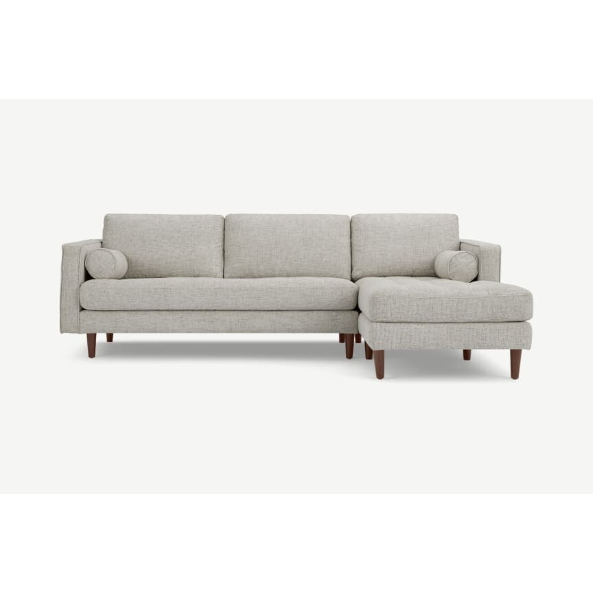 Scott 4 Seater Left Hand Chaise Fabric Sofa Ivory Weave by Splendour ...
