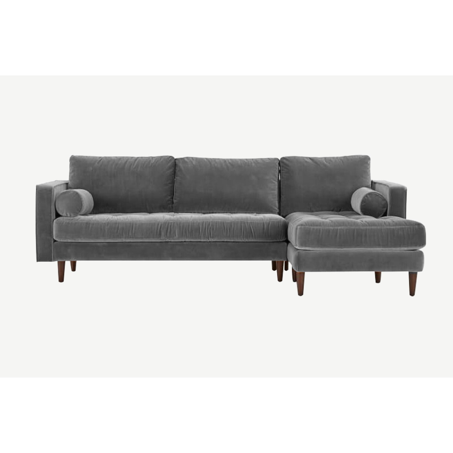 Scott 4 Seater Left Hand Chaise Sofa Light Grey Velvet by Splendour ...