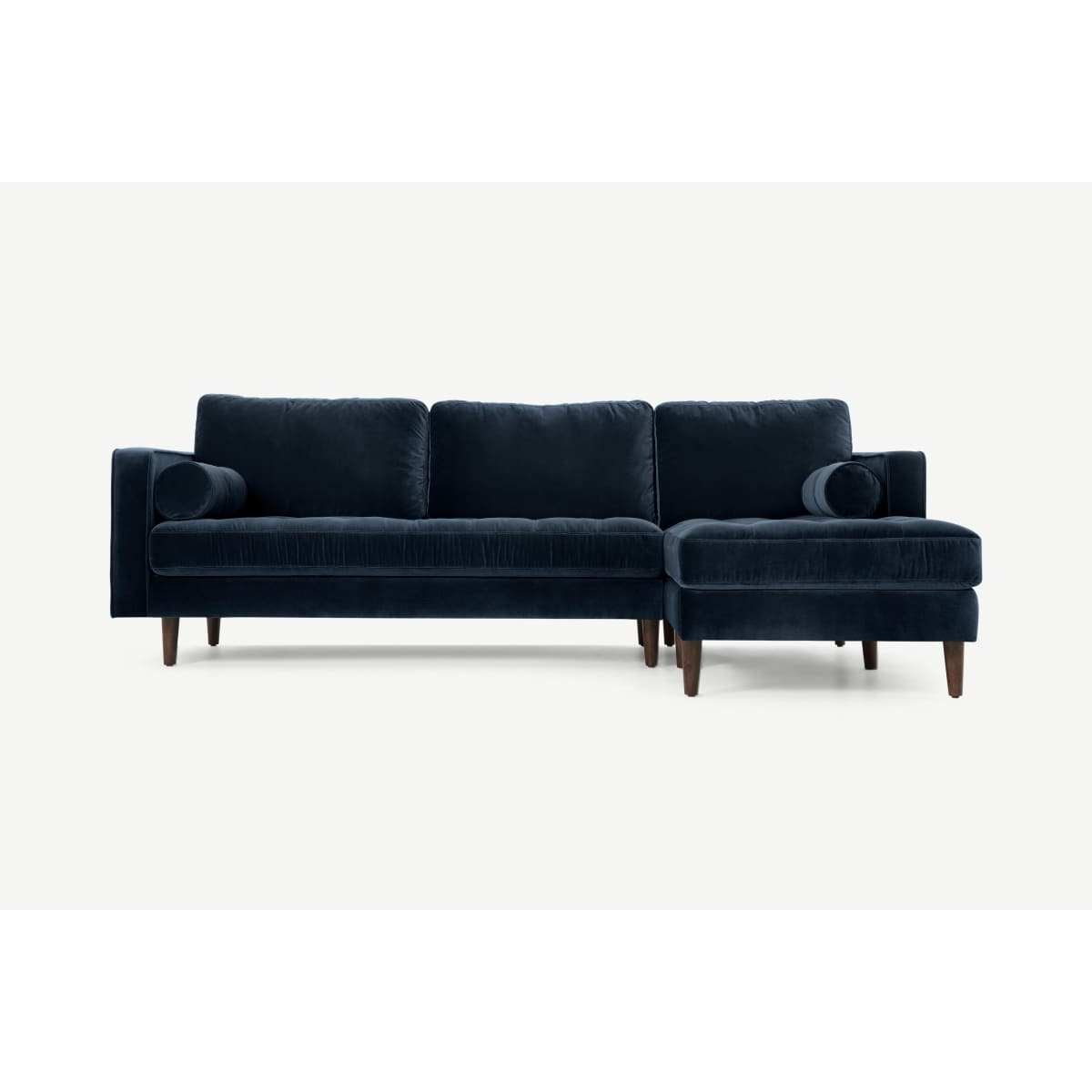 Scott 4 Seater Left Hand Chaise Sofa Navy Blue Velvet by Splendour ...