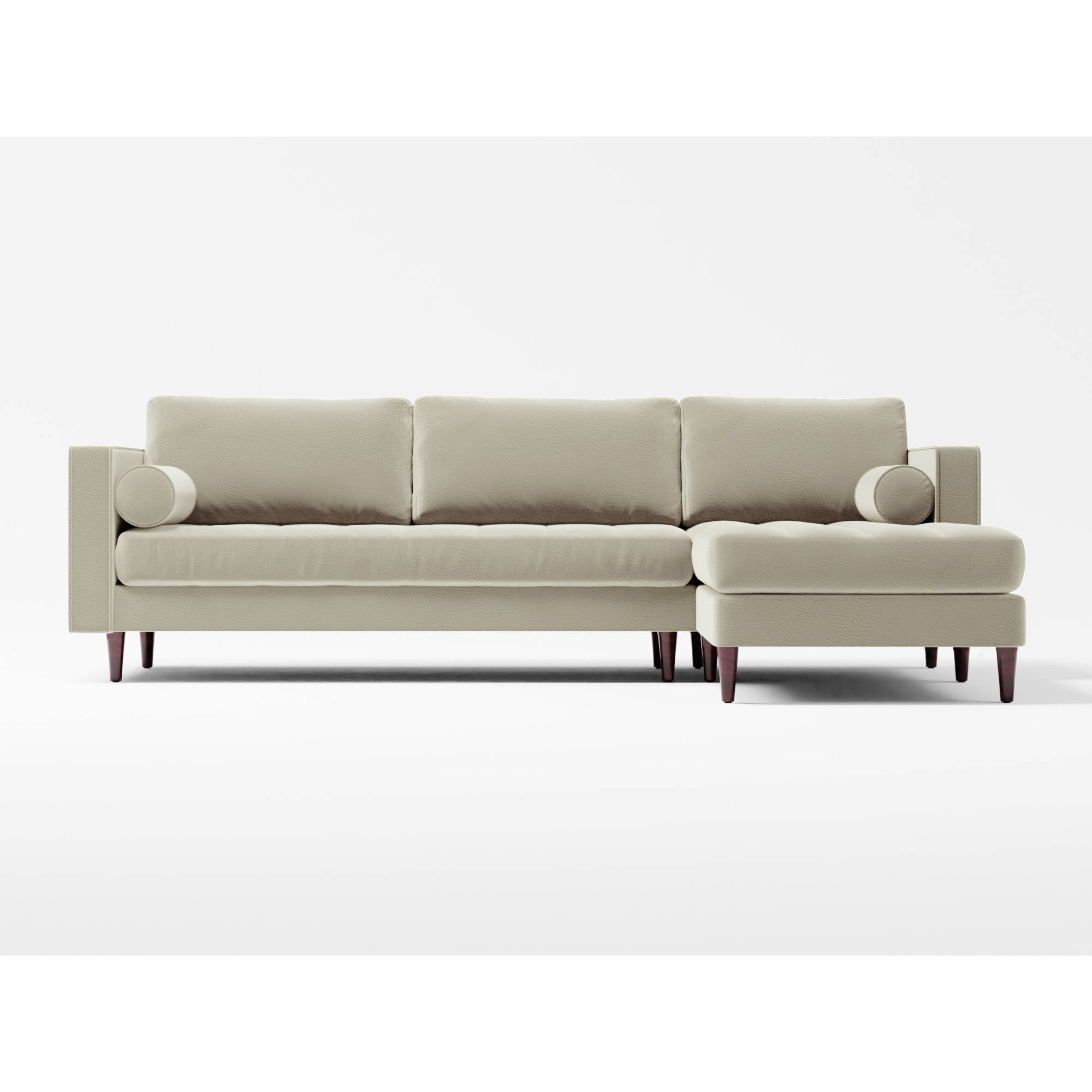 Scott 4 Seater Right Hand Chaise Leather Sofa - Cream Leather by ...