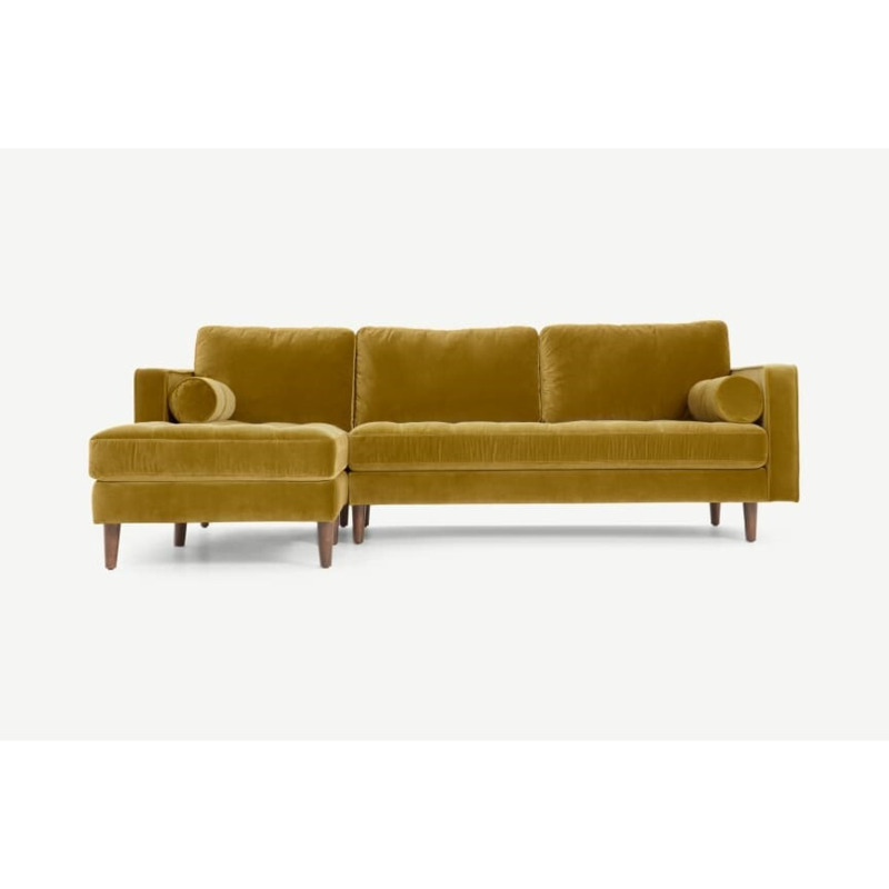 Scott 4 Seater Right Hand Chaise Sofa Gold Velvet by Splendour Sofas ...