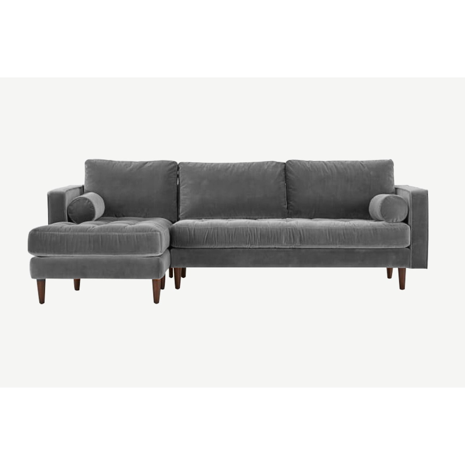 Scott 4 Seater Right Hand Chaise Sofa Light Grey Velvet by Splendour ...