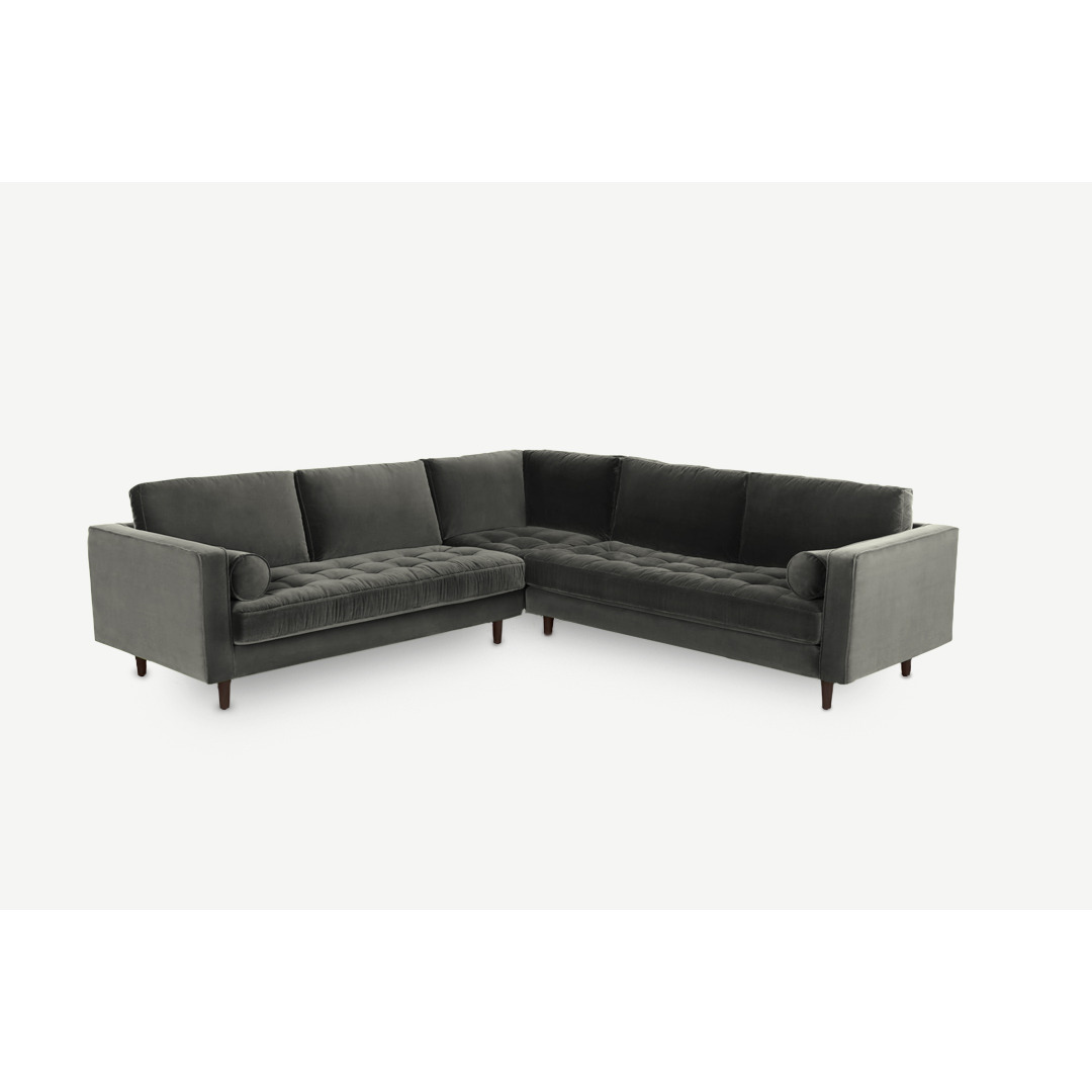 Scott Corner Sofa Concrete Velvet by Splendour Sofas | ufurnish.com